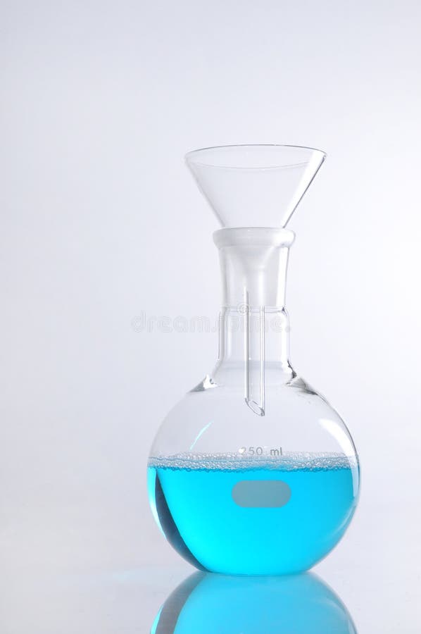 Round-bottom Flask and Glass Funnel. Stock Photo - Image of reagents ...