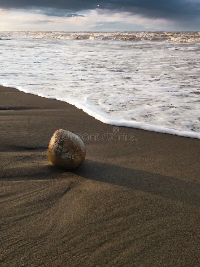 A Round Boulder at the Moeraki Beach in the Otago Region of the South ...