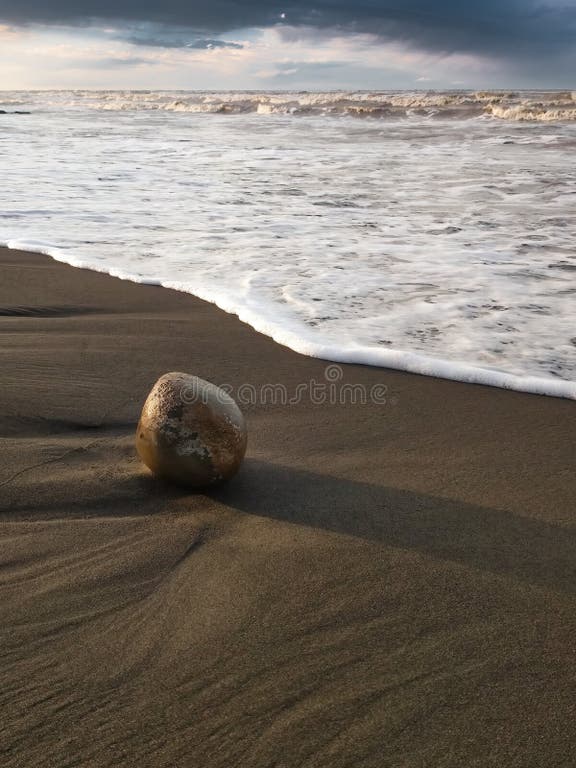 Round Boulder on the Seashore Stock Image - Image of paradise, rock ...