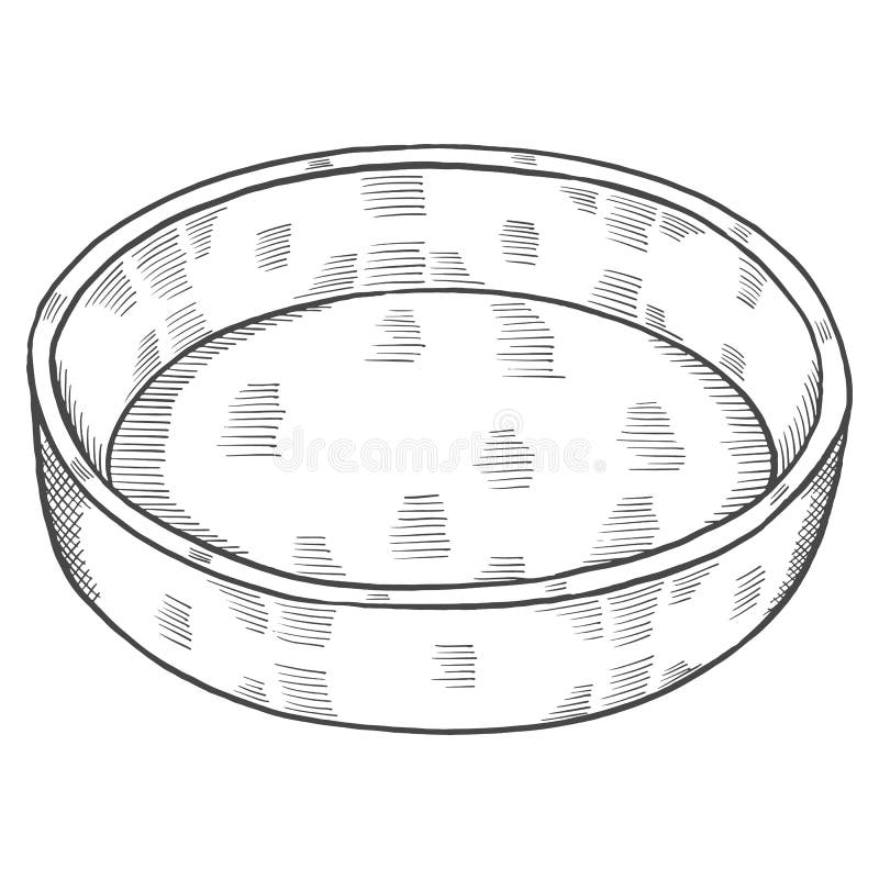 Round Bowl Kitchenware Isolated Doodle Hand Drawn Sketch with Outline ...