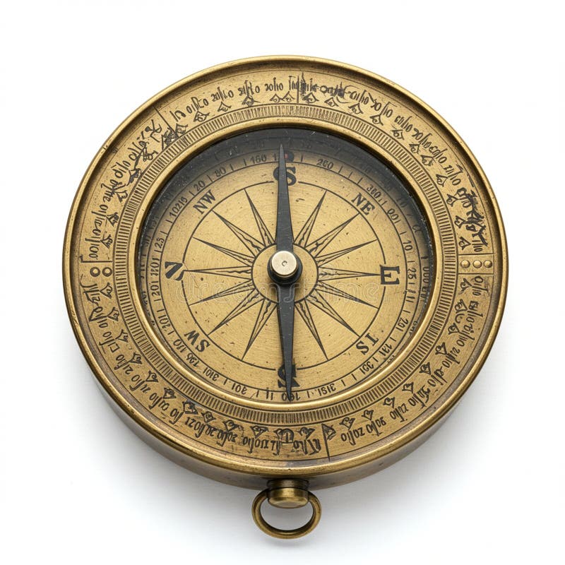 Round Brass Compass with a Glass Top, Featuring Cardinal Directions and ...