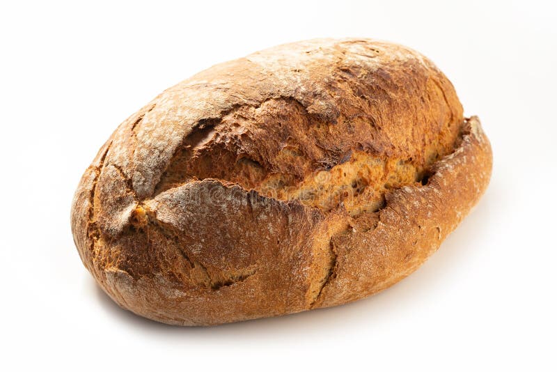 Round Dark Bread with Cracked Baked Crust. Isolate Stock Image - Image ...