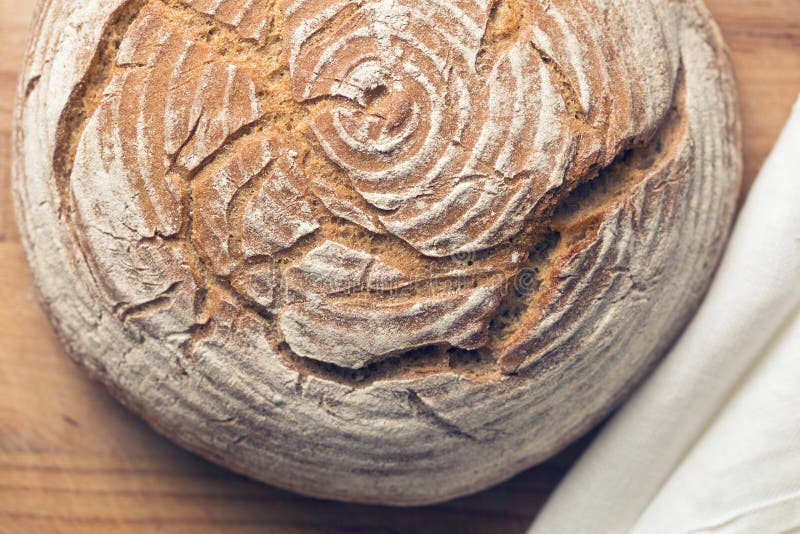 Round bread stock photo. Image of brown, flour, breakfast - 50256524