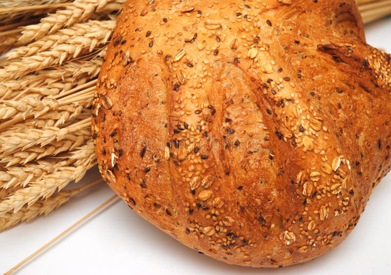 Round bread and wheat stock photo. Image of background - 13040336