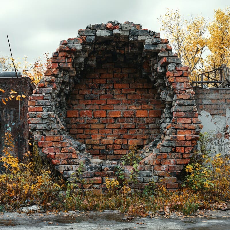 Round Brick Structure in Overgrown Outdoor Setting Stock Photo - Image ...