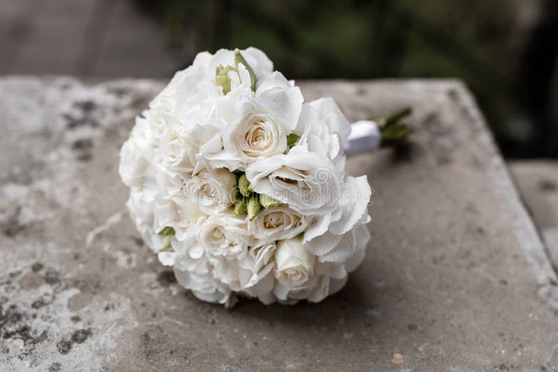 Round Bridal Bouquet from White Flowers Stock Photo - Image of mixed ...