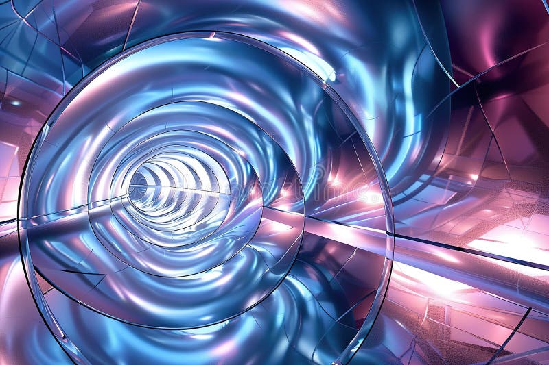 Round Bright Neon Blue Lilac Tunnel. Stock Image - Image of blue ...