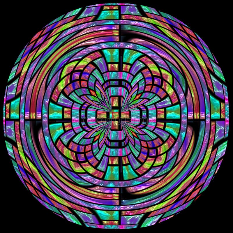 Round Bright Stained Glass Pattern Stock Illustration - Illustration of ...