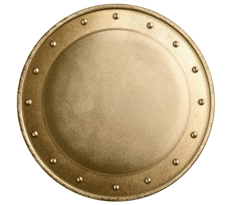 Round Bronze Metal Medieval Shield Isolated Stock Photo - Image of ...