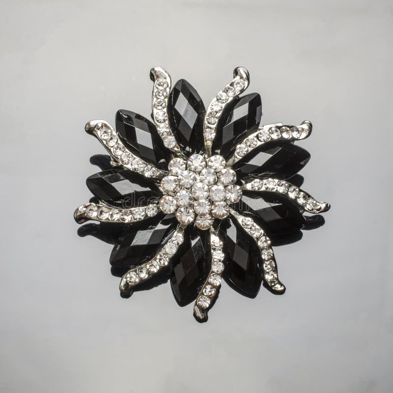 Round Brooch Flower with Gems Stones Isolated Stock Photo - Image of ...