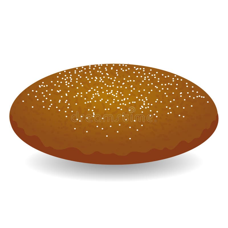 Round Brown Bread with Seeds on White Stock Vector - Illustration of ...