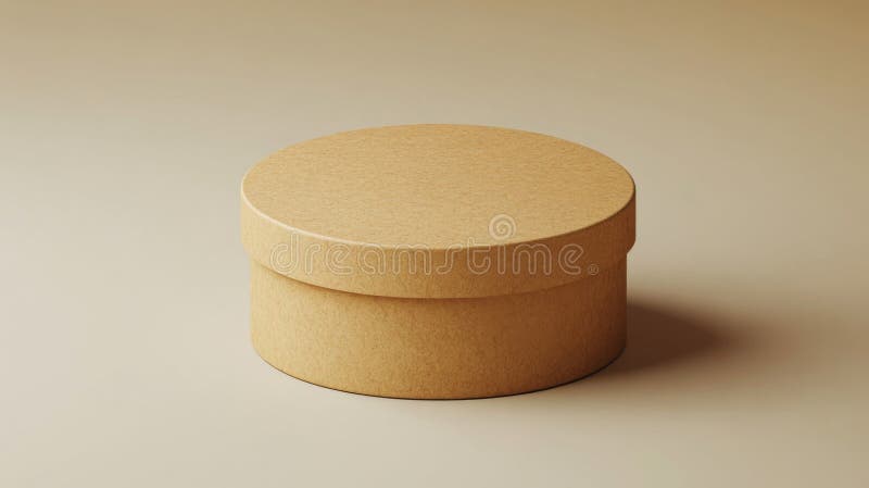 Round Brown Cardboard Box on Beige Background Stock Illustration ...