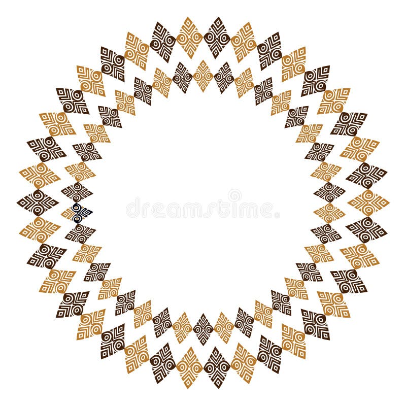 A Round Brown Frame in a Tribal Style with a Copy Space. Isolated on ...