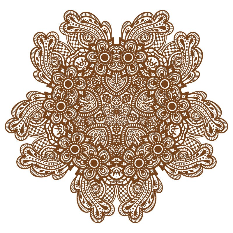 Round brown mandala. stock vector. Illustration of floral - 77762508