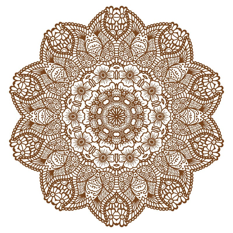Round brown mandala. stock vector. Illustration of mandala - 78025764