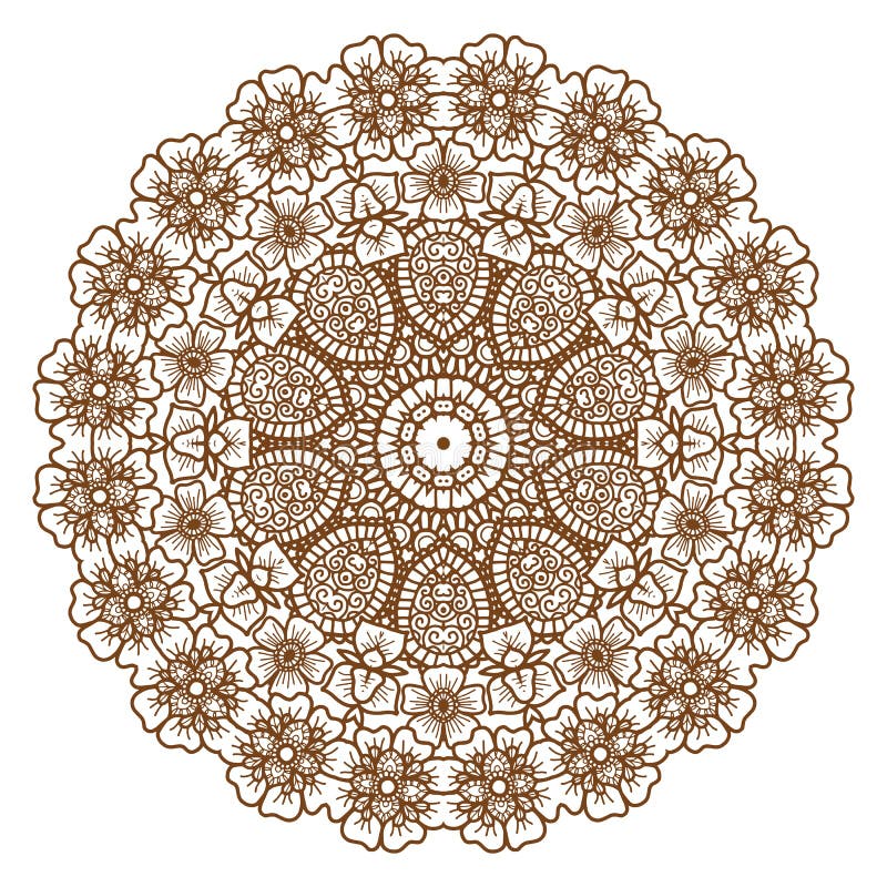 Round brown mandala. stock vector. Illustration of ornate - 82935636