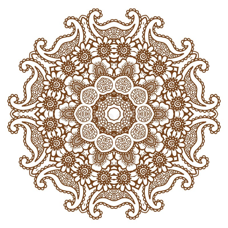 Round brown mandala. stock vector. Illustration of decoration - 78923575