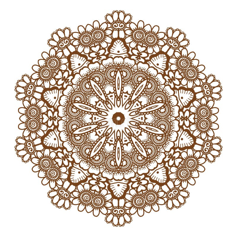 Round brown mandala. stock vector. Illustration of circle - 78999657