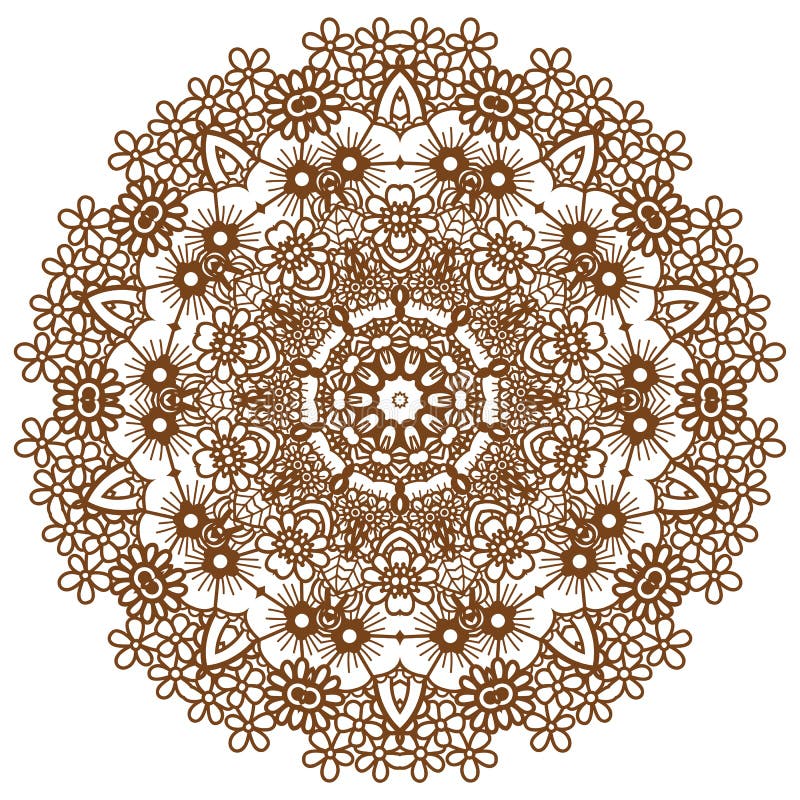 Round brown mandala. stock vector. Illustration of indian - 82978575