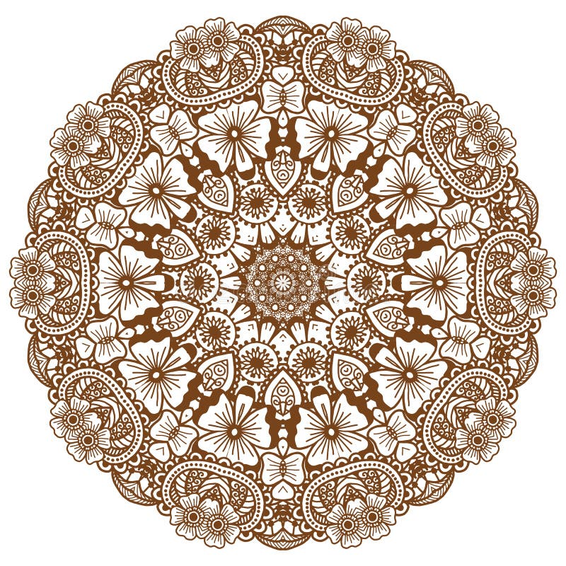 Round brown mandala. stock vector. Illustration of flower - 84211788