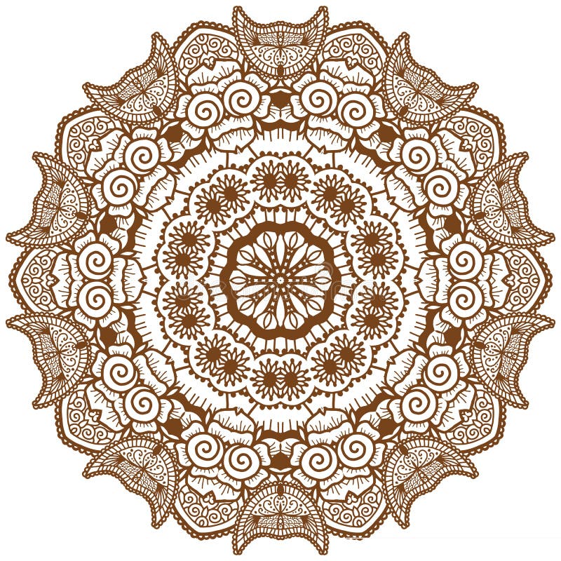 Round brown mandala. stock vector. Illustration of ornate - 82935636