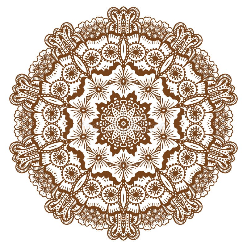 Round brown mandala. stock vector. Illustration of ornate - 82935636