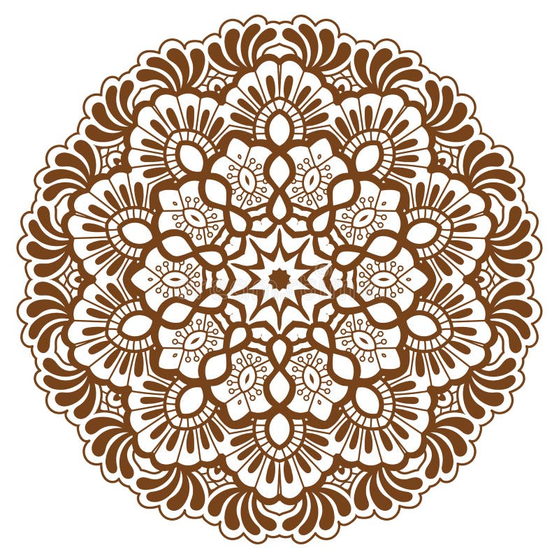 Round brown mandala. stock vector. Illustration of ornate - 82935636
