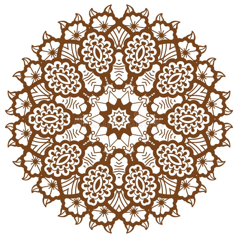 Round brown mandala. stock vector. Illustration of ornate - 82935636