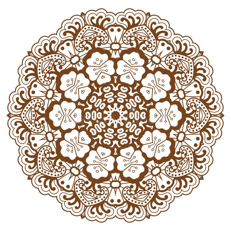 Round brown mandala. stock vector. Illustration of colored - 92949090