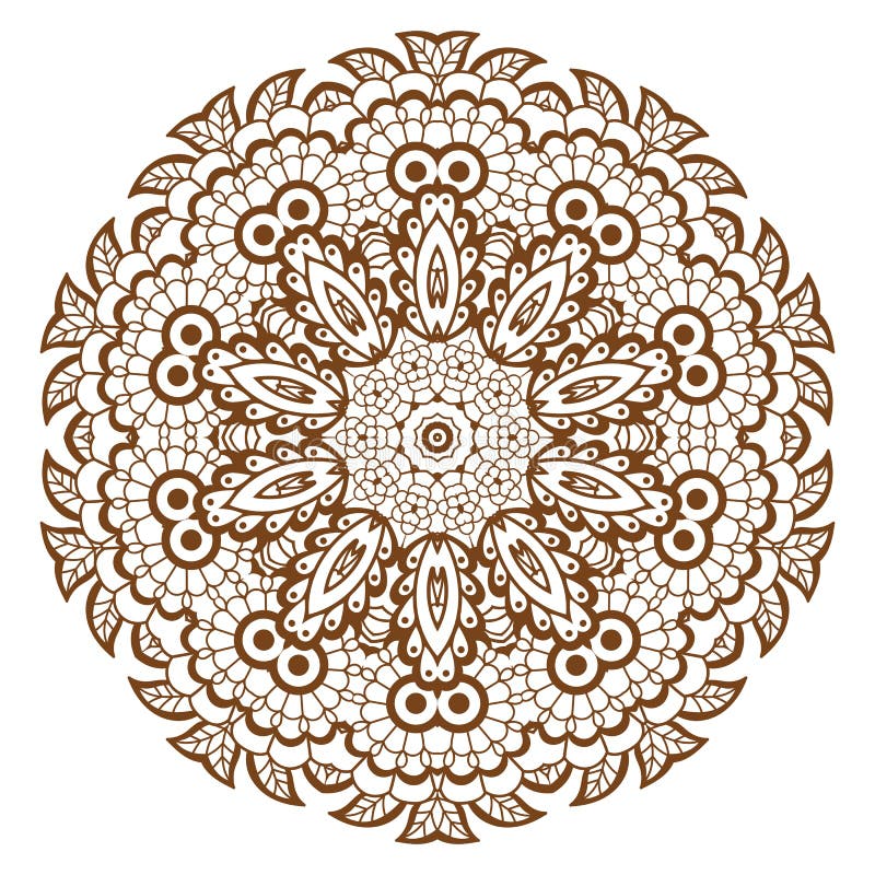 Round brown mandala. stock vector. Illustration of asian - 92950969