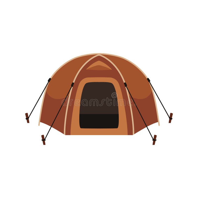Round Brown Tent in Vector Format with Front View and Stretched Ropes ...