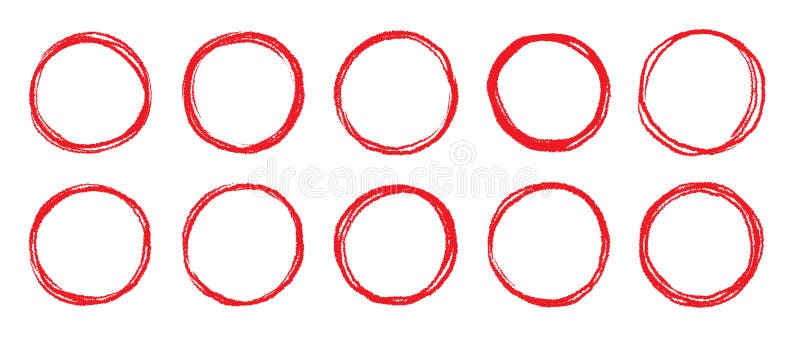 Round Brush Stroke Red Stamp Vector Frame. Hand Drawn Rough Scribble ...