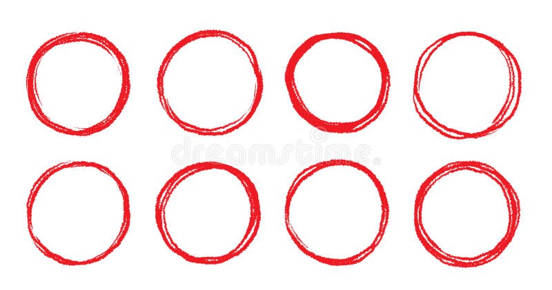 Round Brush Stroke Red Stamp Vector Frame. Hand Drawn Rough Scribble ...