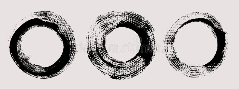 Round Brush Stroke Vector. Painted Circle Frames Stock Illustration ...
