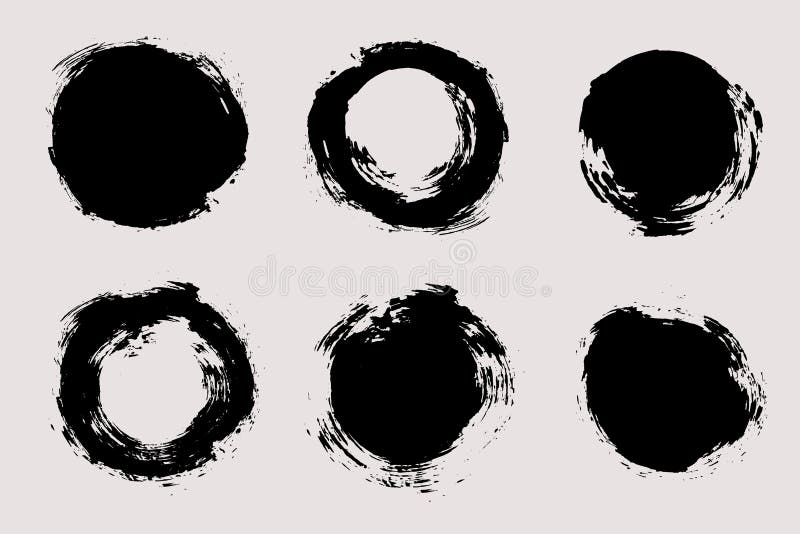 Round Brush Strokes Vector. Circle Text Boxes Stock Illustration ...