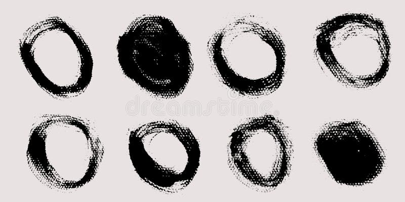 Round Brush Strokes Vector. Circle Text Boxes Stock Illustration ...