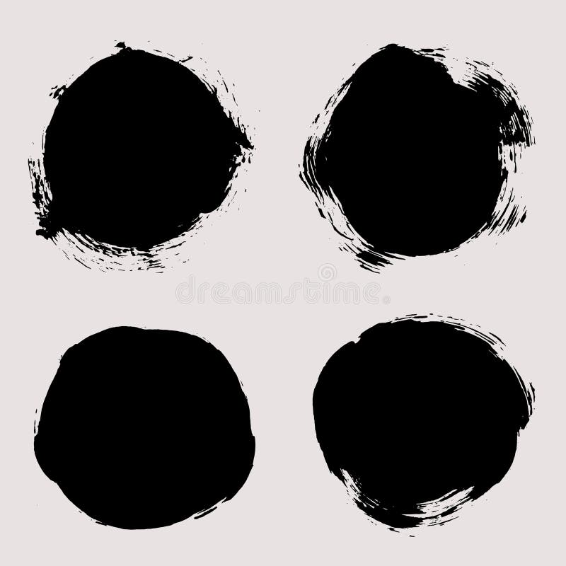 Round Brush Strokes Vector. Circle Text Boxes Stock Illustration ...