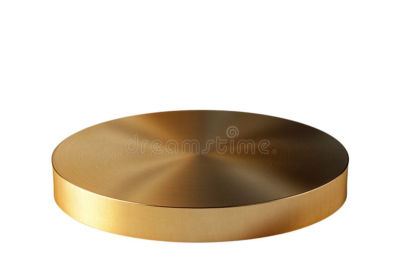 A Round, Brushed Gold Metallic Disc or Base is Isolated on a ...