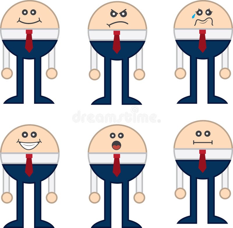 Round Business Character Expressions Stock Vector - Illustration of ...