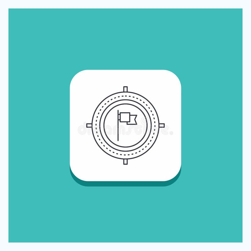 Round Button for Aim, Business, Deadline, Flag, Focus Line Icon ...