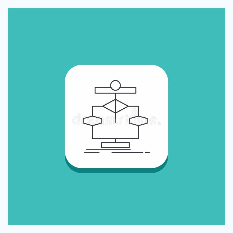 Round Button for Algorithm, Chart, Data, Diagram, Flow Line Icon Turquoise Background Stock ...