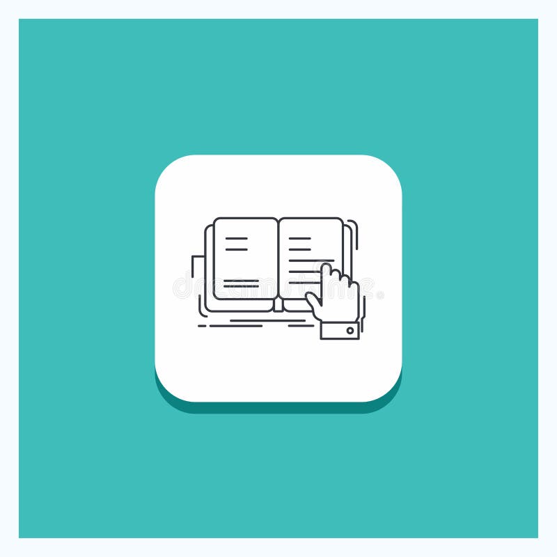 Round Button for Book, Lesson, Study, Literature, Reading Line Icon ...