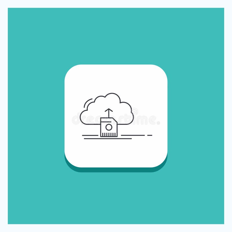 Round Button For Cloud Upload Save Data Computing Line Icon