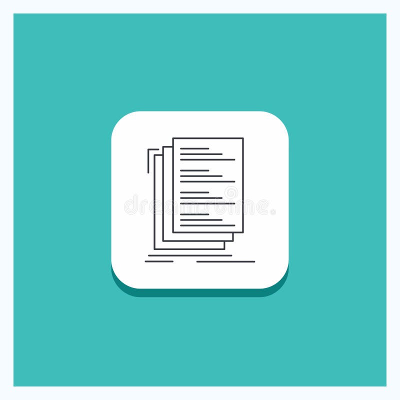 Round Button For Code Coding Compile Files List Line Icon Turquoise Background Stock Vector