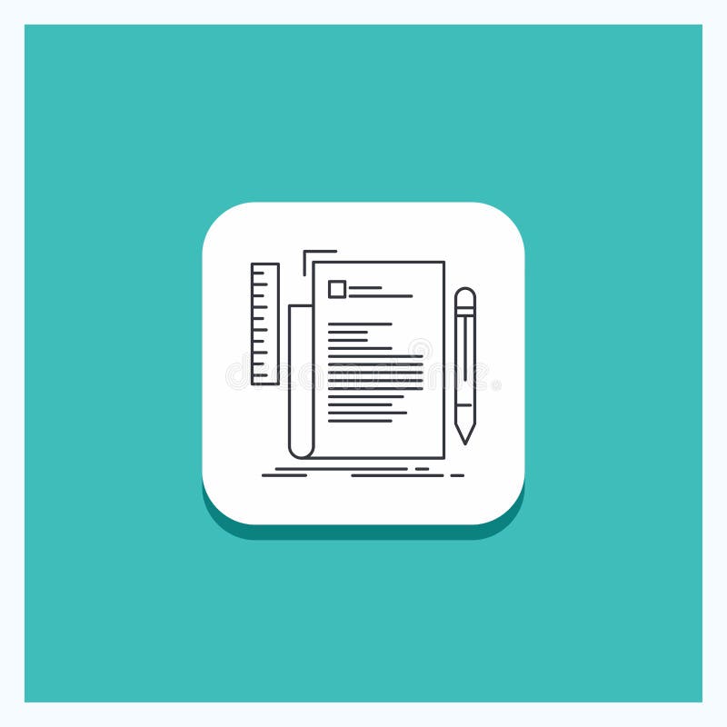 Round Button For Code Coding File Programming Script Line Icon Turquoise Background Stock