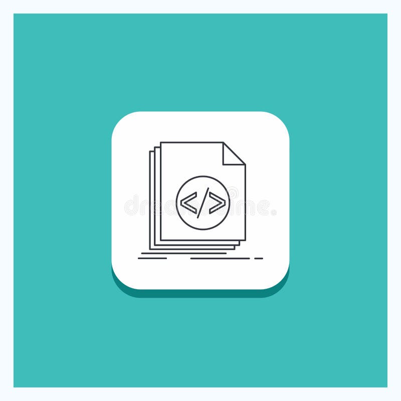 Round Button For Code Coding File Programming Script Line Icon Turquoise Background Stock