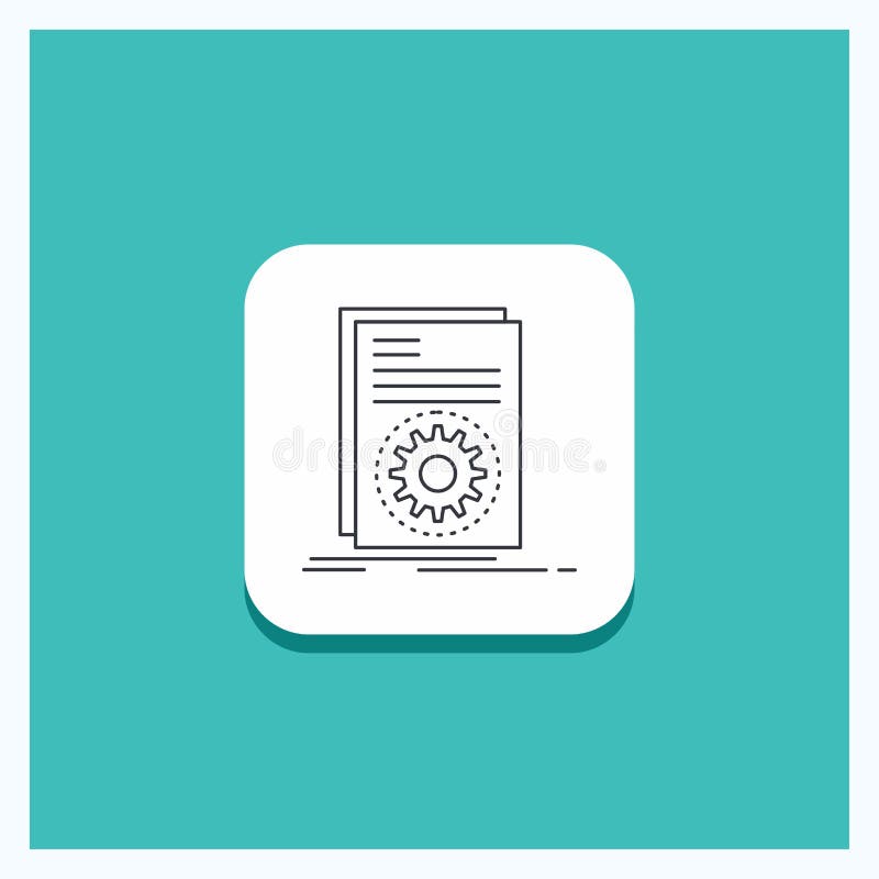 Round Button For Code Executable File Running Script Line Icon Turquoise Background Stock
