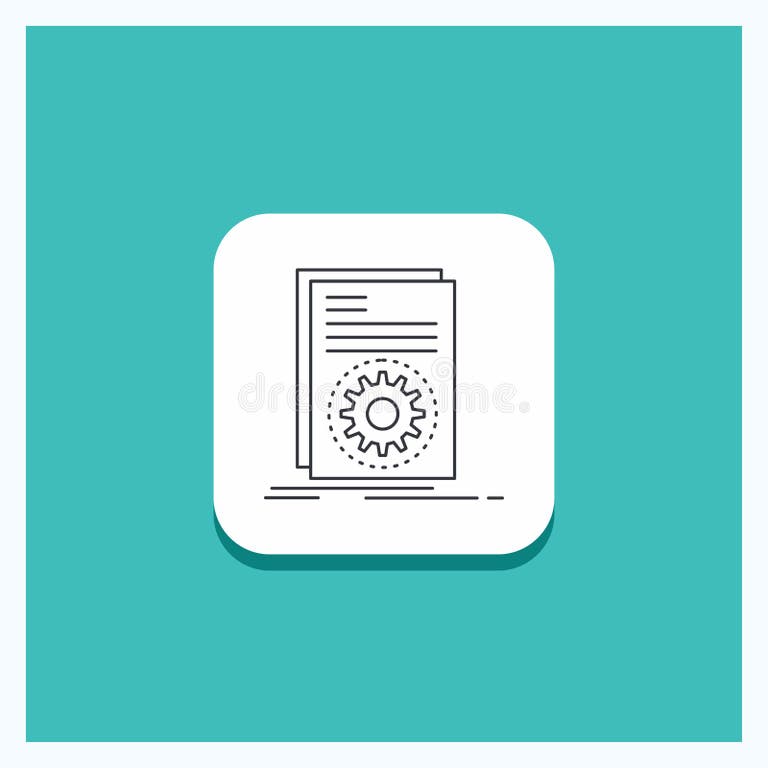 Round Button for Code, Executable, File, Running, Script Line Icon Turquoise Background Stock ...