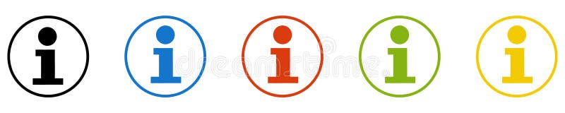 Round Button Collection - Info Icon in Black, Blue, Red, Green and ...