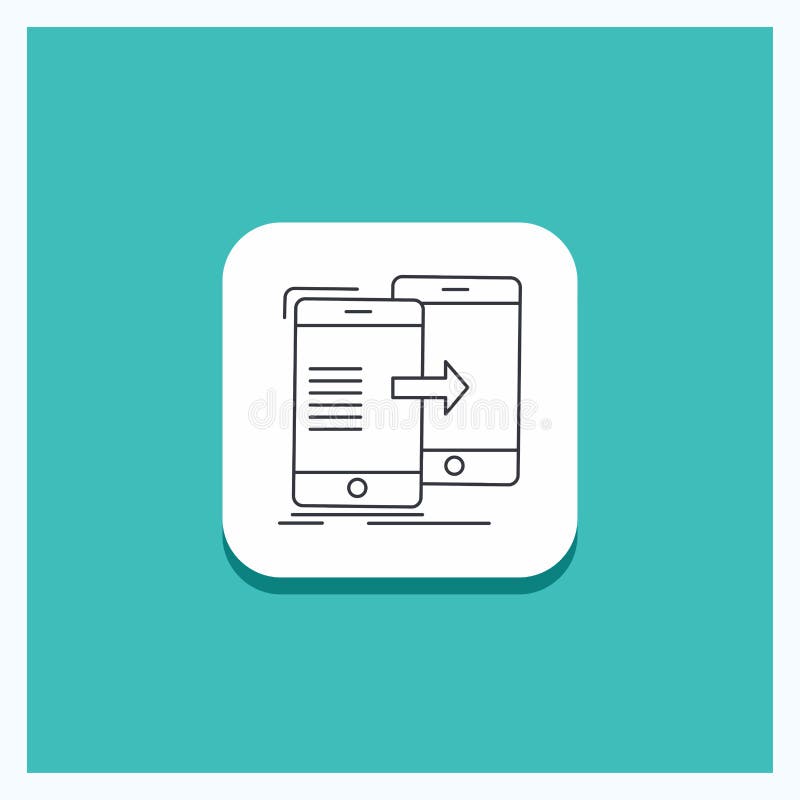 Round Button For Data Sharing Sync Synchronization Syncing Line Icon Turquoise Background